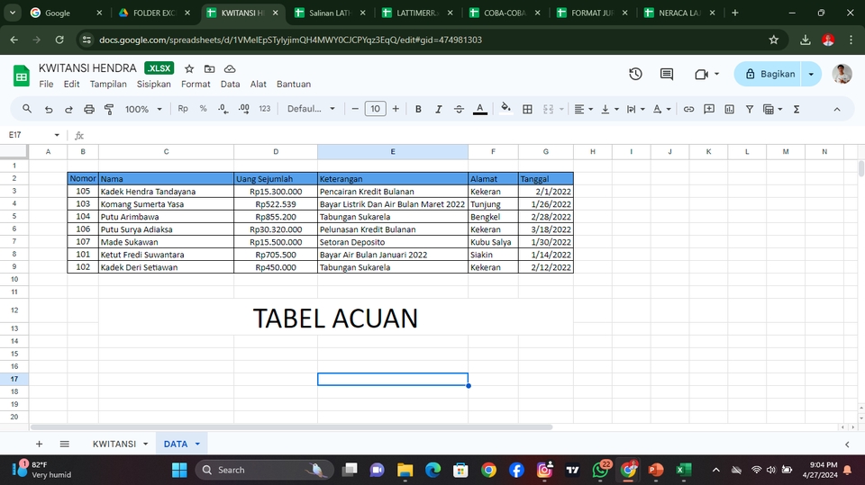 Jasa Dokumen Excel & Google Spreadsheet