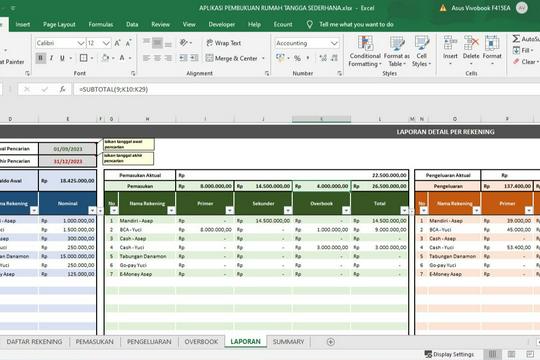 APLIKASI PEMBUKUAN KEUANGAN / ACCOUNTING SEDERHANA EXCEL