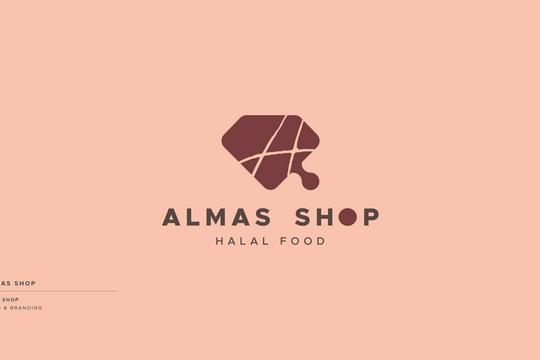 LOGO DESIGN ร้านขายเนื้อแช่แข็ง "ALMAS SHOP HALAL FOOD"