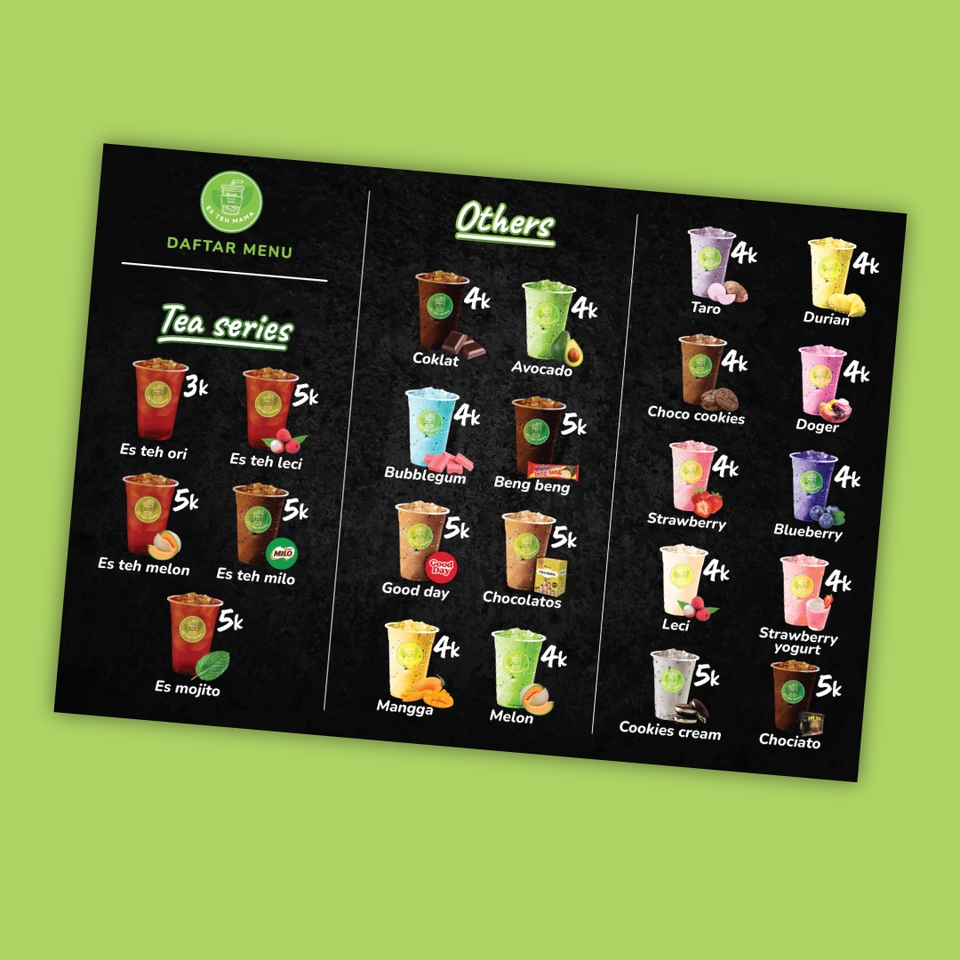 Desain Menu Makanan & Minuman Estetik | Siap Cetak & Digital
