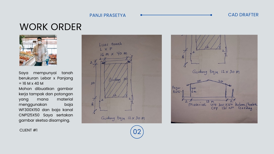 Jasa gambar kontruksi gudang baja dengan Autocad