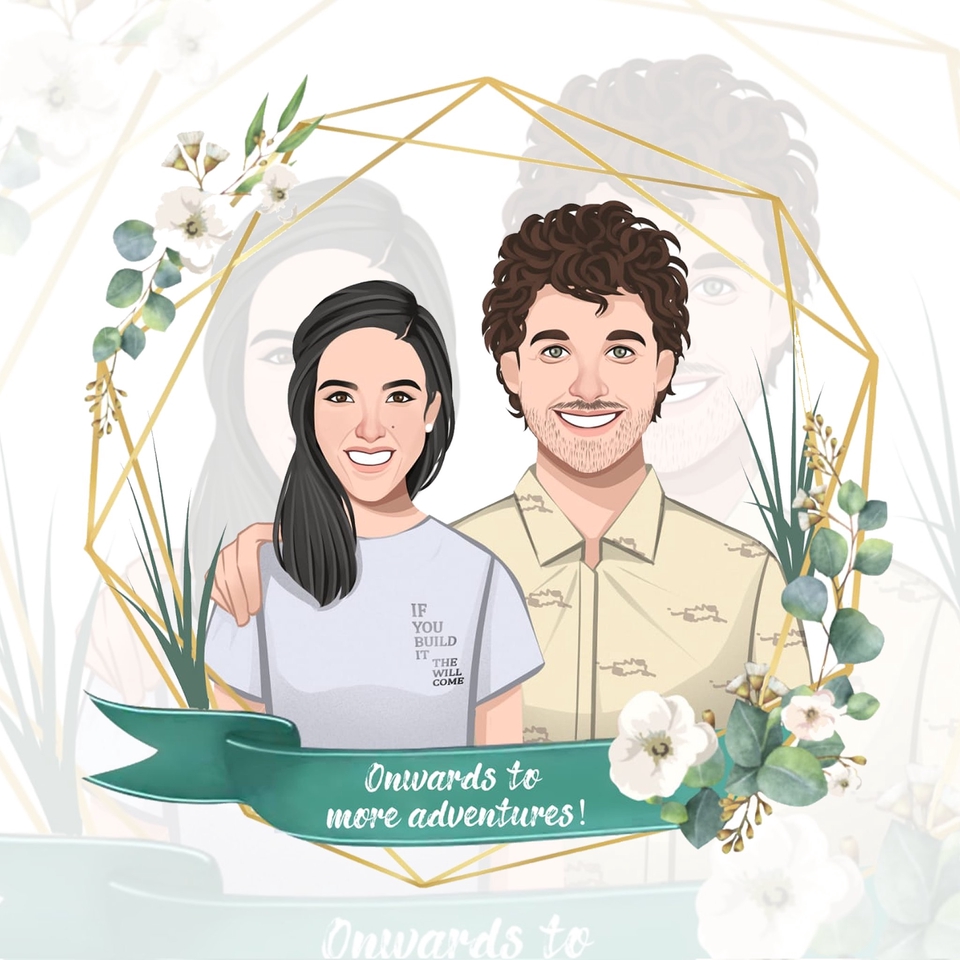 Menggambar potret diri, couple atau keluarga.