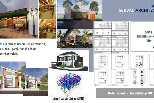 Desain Arsitek Rumah, Kafe, Ruko dll + Free RAB