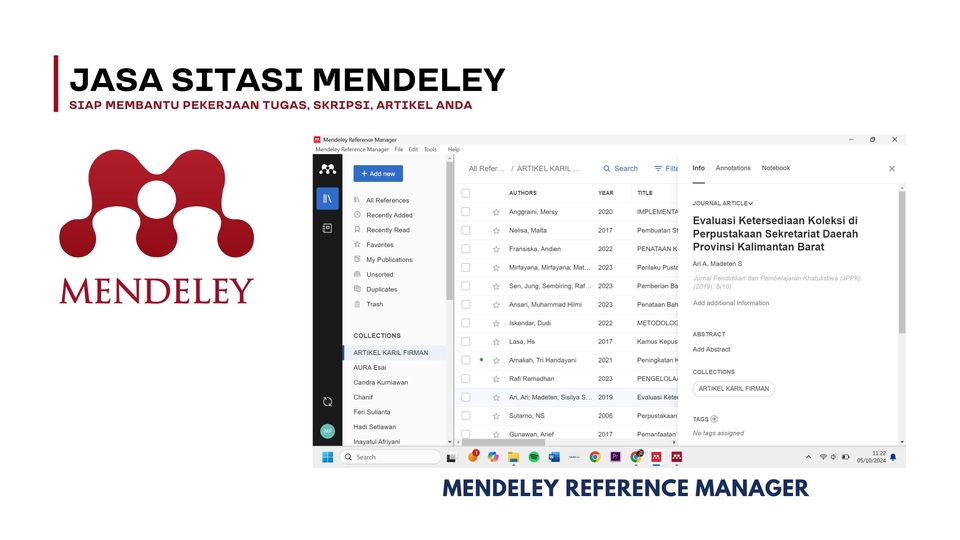 Jasa Penulisan Sitasi Daftar Pustaka Menggunakan Mendeley Reference Manager