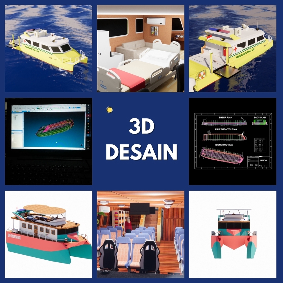 3D Desain Model Speedboat/Kapal