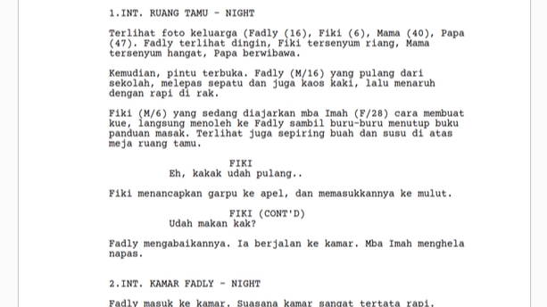 Jasa Tulis Naskah Film Pendek (6-12 menit)