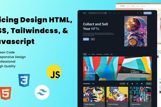 Slicing desain ke HTML, CSS, TailwindCSS & JavaScript