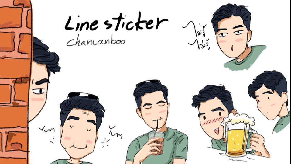 line sticker สวยสดใส สื่ออารมณ์