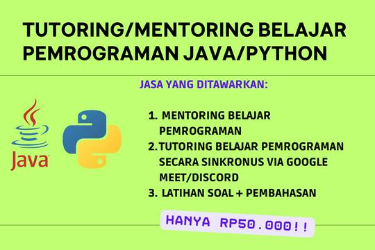 Tutoring/Mentoring Programming Python atau Java Secara Online