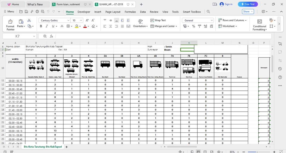 Data entri excel spreadsheet