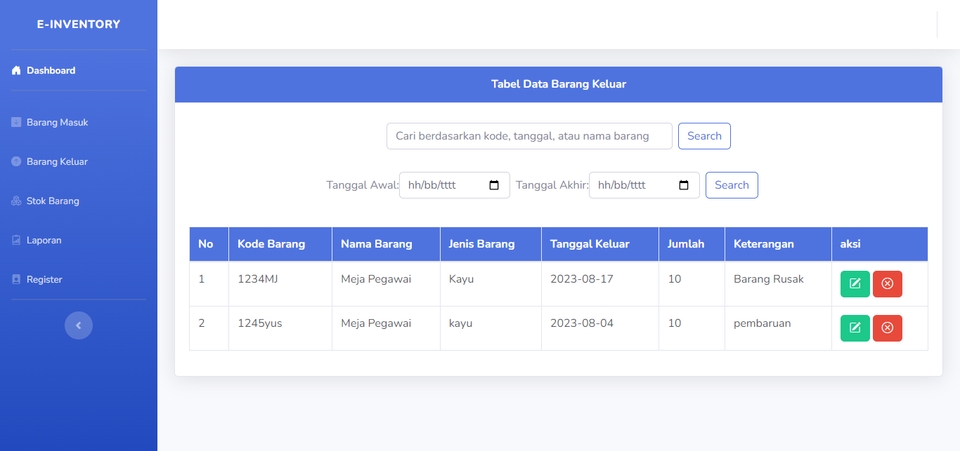 E-Inventory ( Pengelolaan barang masuk, keluar, dan stok) laravel 10