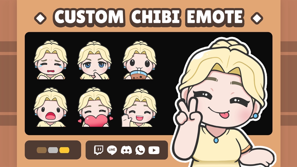 Custom Stiker / Emote Chibi Lucu untuk Line, WA, Twitch, Youtube, Discord