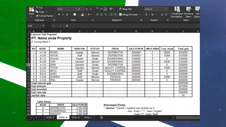 Input data/olah data menggunakan Excel