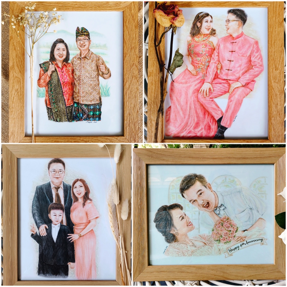 Jasa Lukis Sketsa Potret Wajah media Pensil Warna