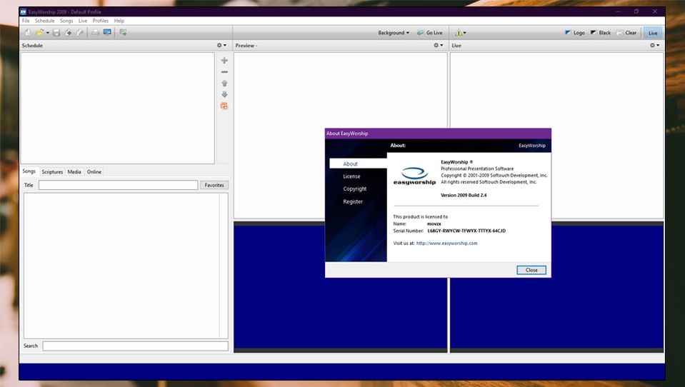 Jasa Instalasi Lengkap EasyWorship 2009 2.4