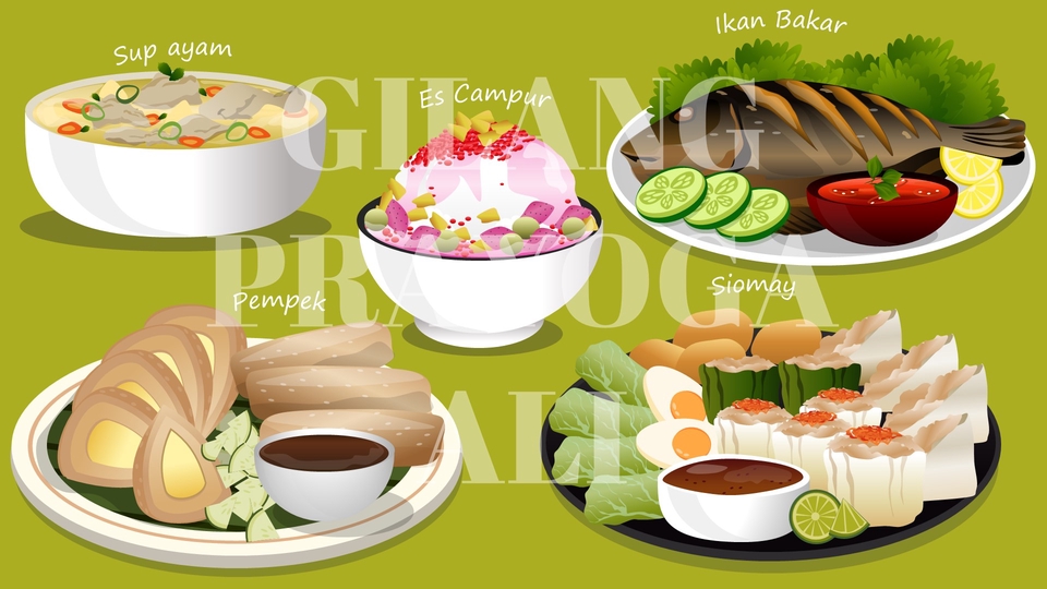 Custom Ilustrasi gambar vector makanan - Food Vector Illustration