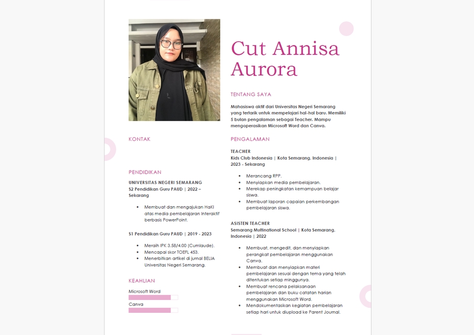 Jasa Pembuatan Portofolio, CV, Resume(ATS dan Kreatif)