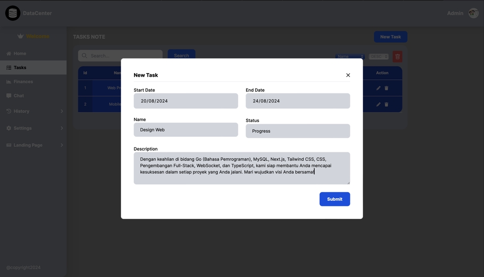 Management System with Data CRUD and Real-Time Calculation & Chart Visualization
