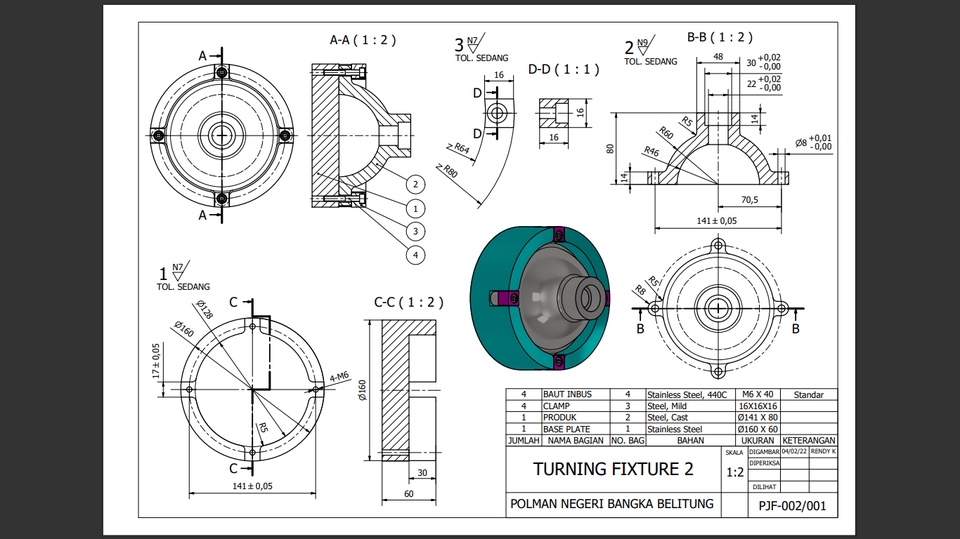 Jasa Drawing part/assembly 2D/3D CAD