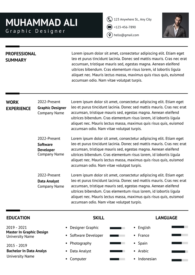 Desain CV ATS dan Creative (English & Indonesia) 1 Hari Jadi