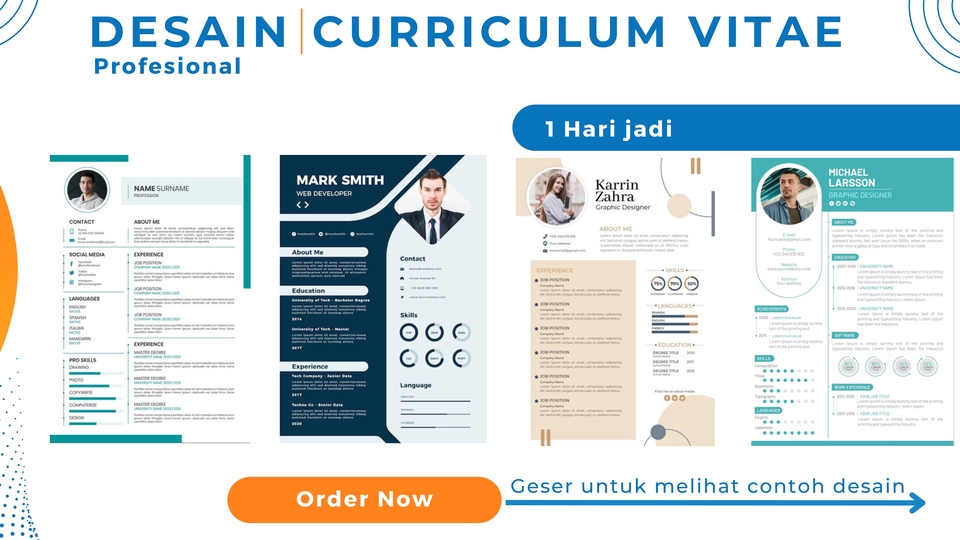 Desain CV / Curriculum Vitae Profesional dan Cepat (1 Hari jadi)