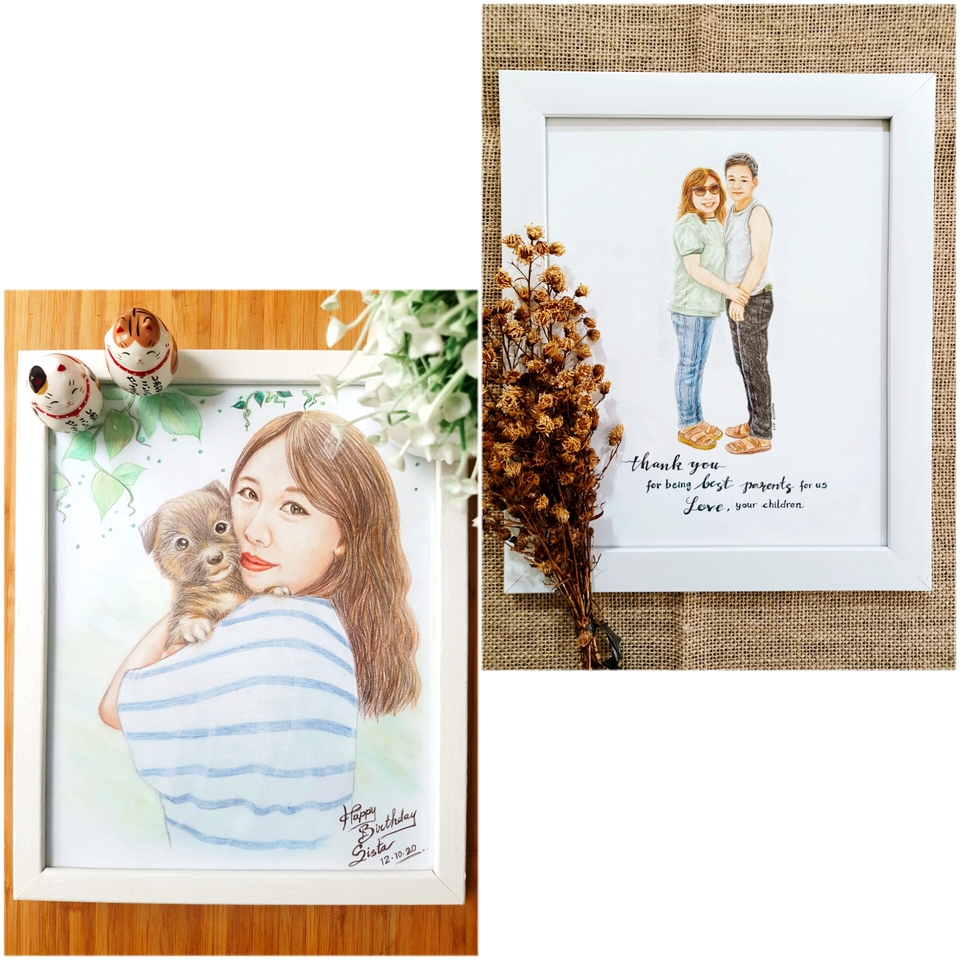 Jasa Lukis Sketsa Potret Wajah media Pensil Warna