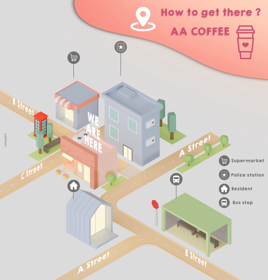 2D 3D Map design แผนที่ 2มิติ และ3 มิติ เรียบง่าย แต่สะดุดตา