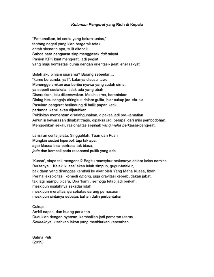 Poem Creation [Cipta Puisi]