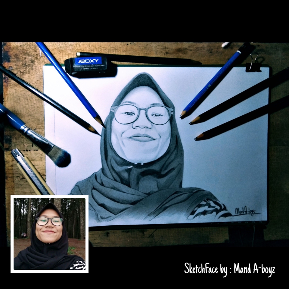 Lukisan potrait digital Canvas / Manual di kertas