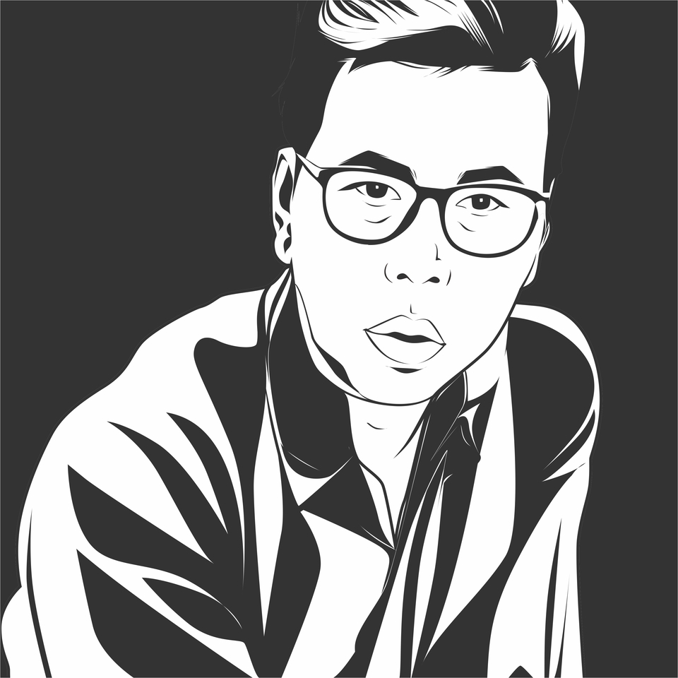 Desain line art illustration, 1 hari jadi