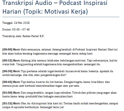 Jasa Transkrip Audio Menjadi Sebuah Teks (Rapi, Akurat, Cepat)