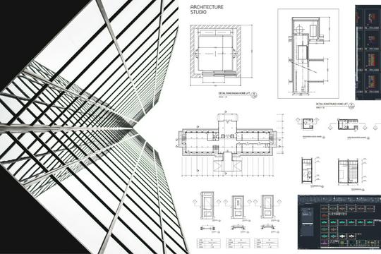 GAMBAR KERJA AUTOCAD 2D (GAMBAR TEKNIK, RUMAH 1 LANTAI, GEDUNG, DLL)