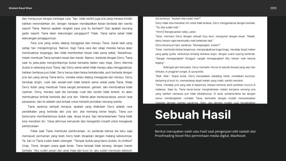 Edit Naskah, Proofreading, Novel, Cerpen dan Cerita Fiksi Lain.