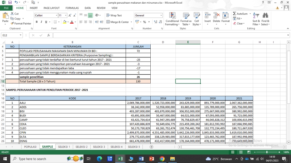 Entri Data / Input Data Exel