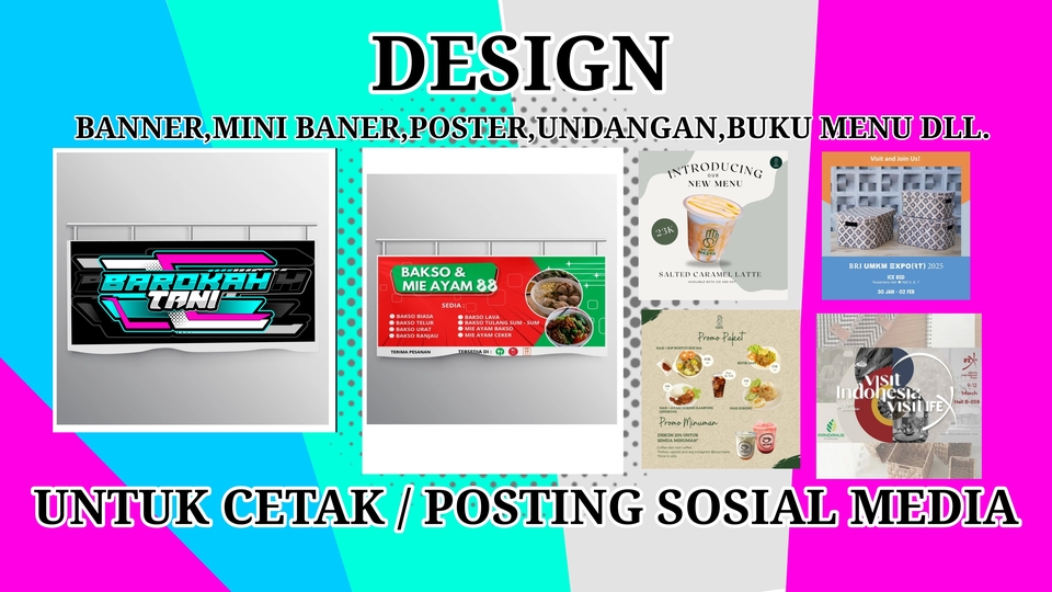 Design banner,mini banner ,buku menu,poster,sticker untuk segala jenis ...