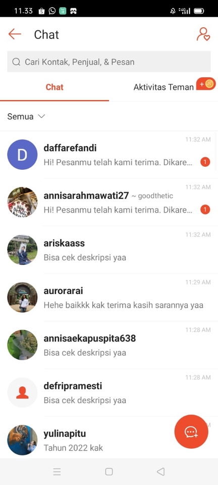 Admin Chat E Commers