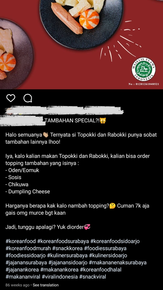 Pembuatan Caption Sosial Media (IG, Tiktok, Linkedin, dll)