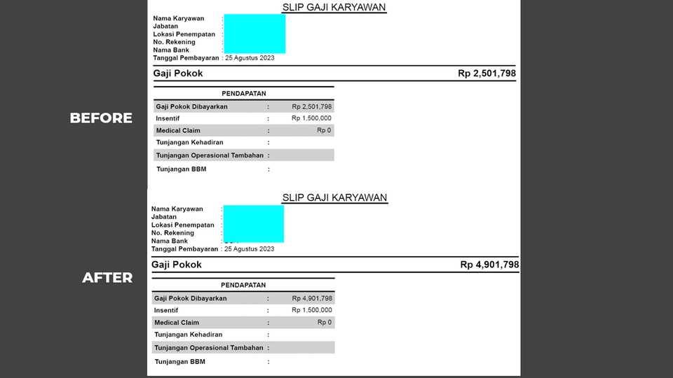 Jasa Edit Slip Gaji, Invoice, Dokumen, Bukti TF, Pasfoto, Dll di Photoshop