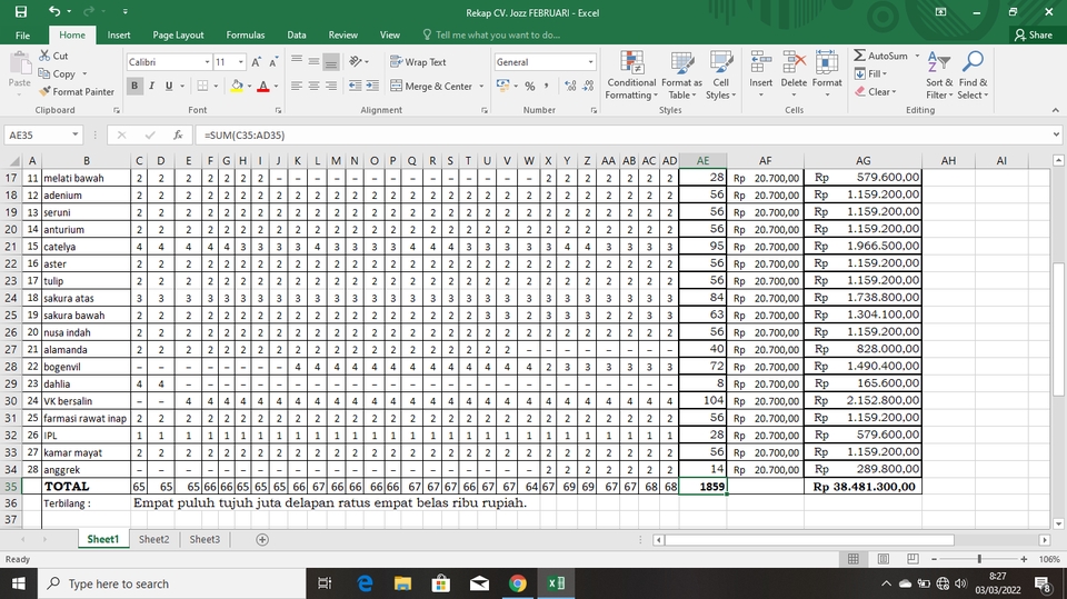 Entri Data ke microsoft excel, spreadsheet, dan convert data ke google docs