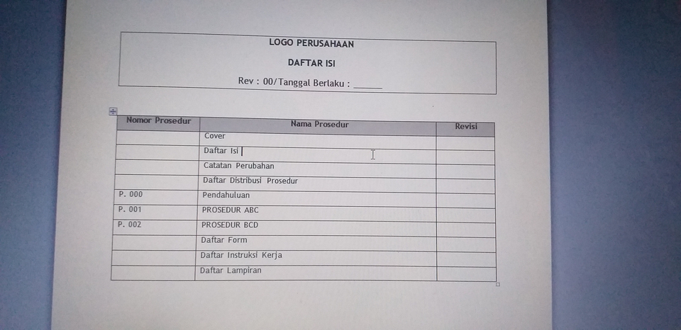 Konsultasi sampai pembuatan SOP (Standard Operating Procedure)