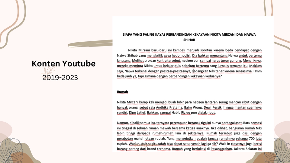 Jasa Penulisan Skrip Youtube atau Tiktok dan Penulisan Artikel