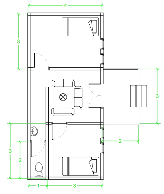 Design Rumah 2D 100 m2 atau 200 m2
