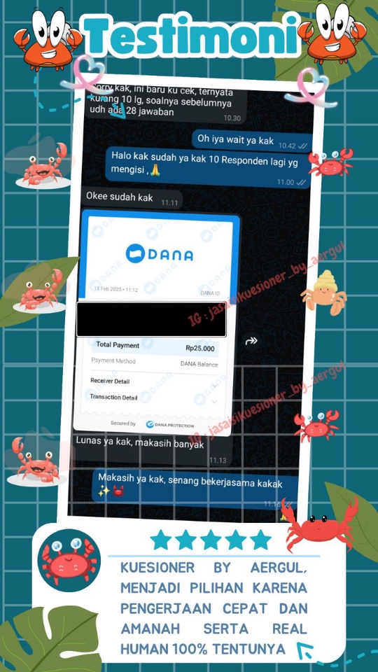 Jasa mencari responden/isi kuesioner penelitian