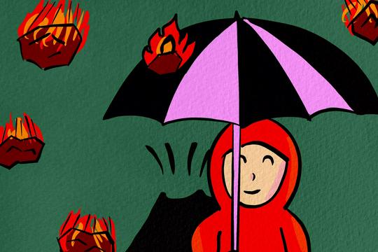 Young girl in natural disaster