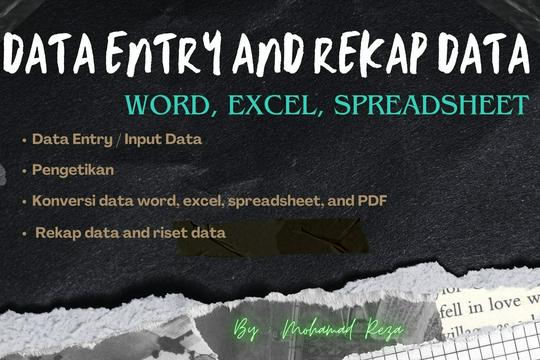 DATA ENTRY (Word, Excel, Spreadsheet) || REKAP DATA