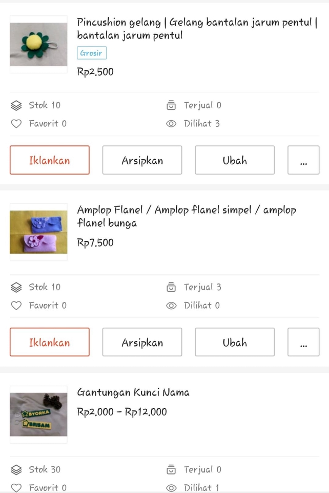 Update Produk Olshop Ontime