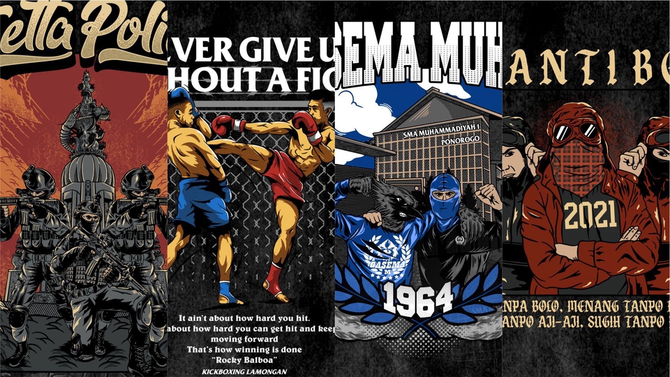 Ilustrasi Desain Ultras, Hooligan, Casual