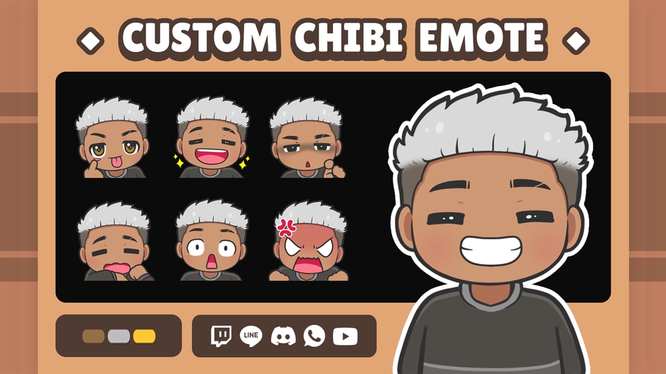 Custom Stiker / Emote Chibi Lucu untuk Line, WA, Twitch, Youtube, Discord