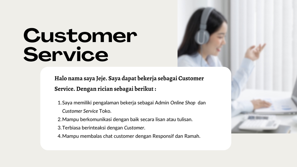 CUSTOMER SERVICE (WA/WEBSITE/E-COMMERCE)
