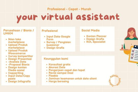 VIRTUAL ASSISTANT, ENTRY DATA, ADMINISTRASI, ETC